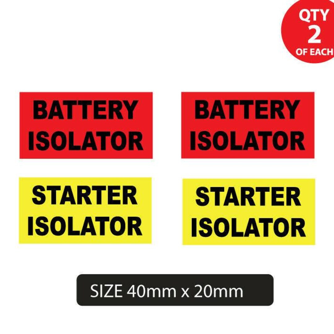 Battery Isolator and Starter , Warning Stickers, Warning Decals - Etsy