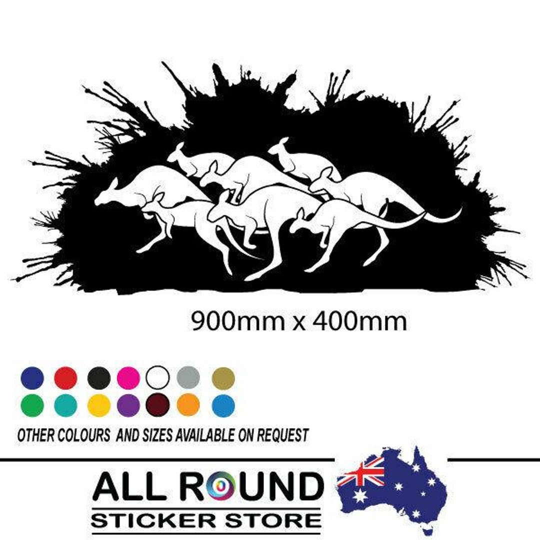 Large Kangaroo Sticker Decal in Splatter Design for , Motorhome, 4x4 ...
