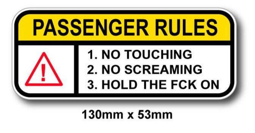 Qty 2 Rules for Passengers Sticker Decal Funny for Race Drift Car Jdm ...