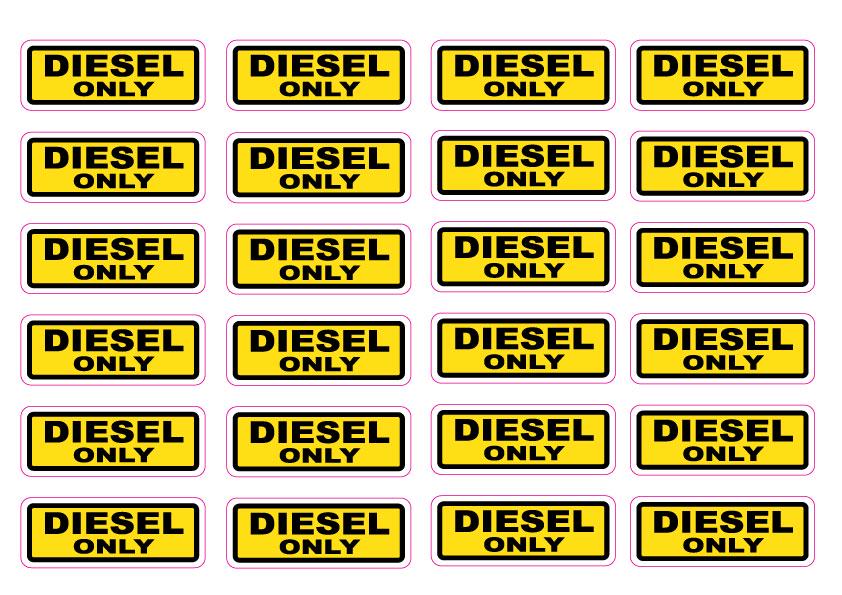 Diesel Only Petrol Fuel Stickers Sheet of 24, Waterproof Uv Resistant ...