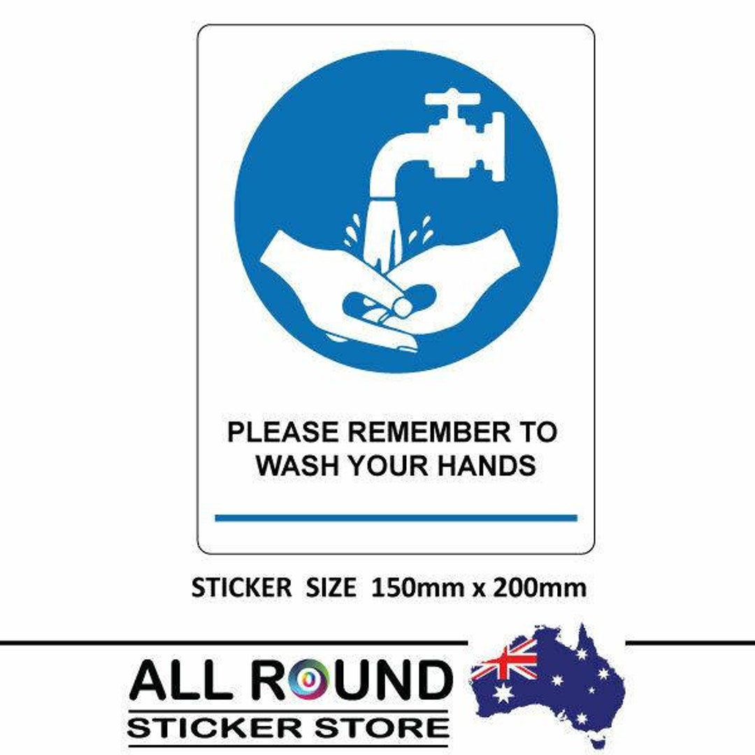 Wash Hands Sticker Decal Safety Sticker 200MM - Etsy