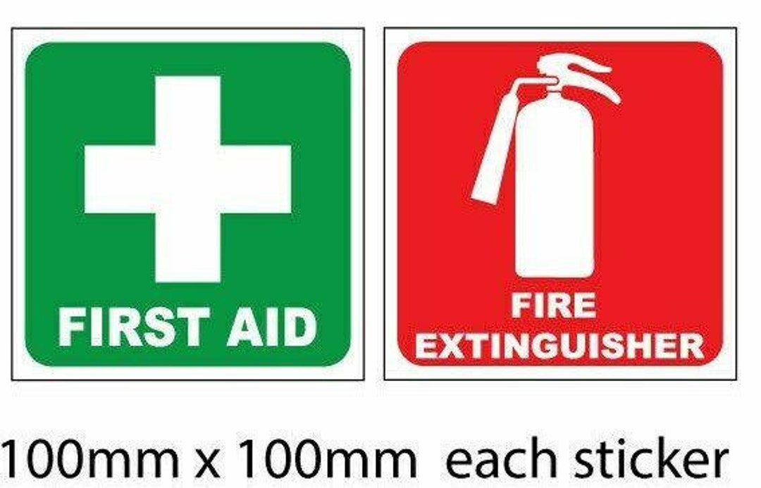 10 Pack First Aid Fire Extinguisher Decal Sticker Set Warning Decals - Etsy