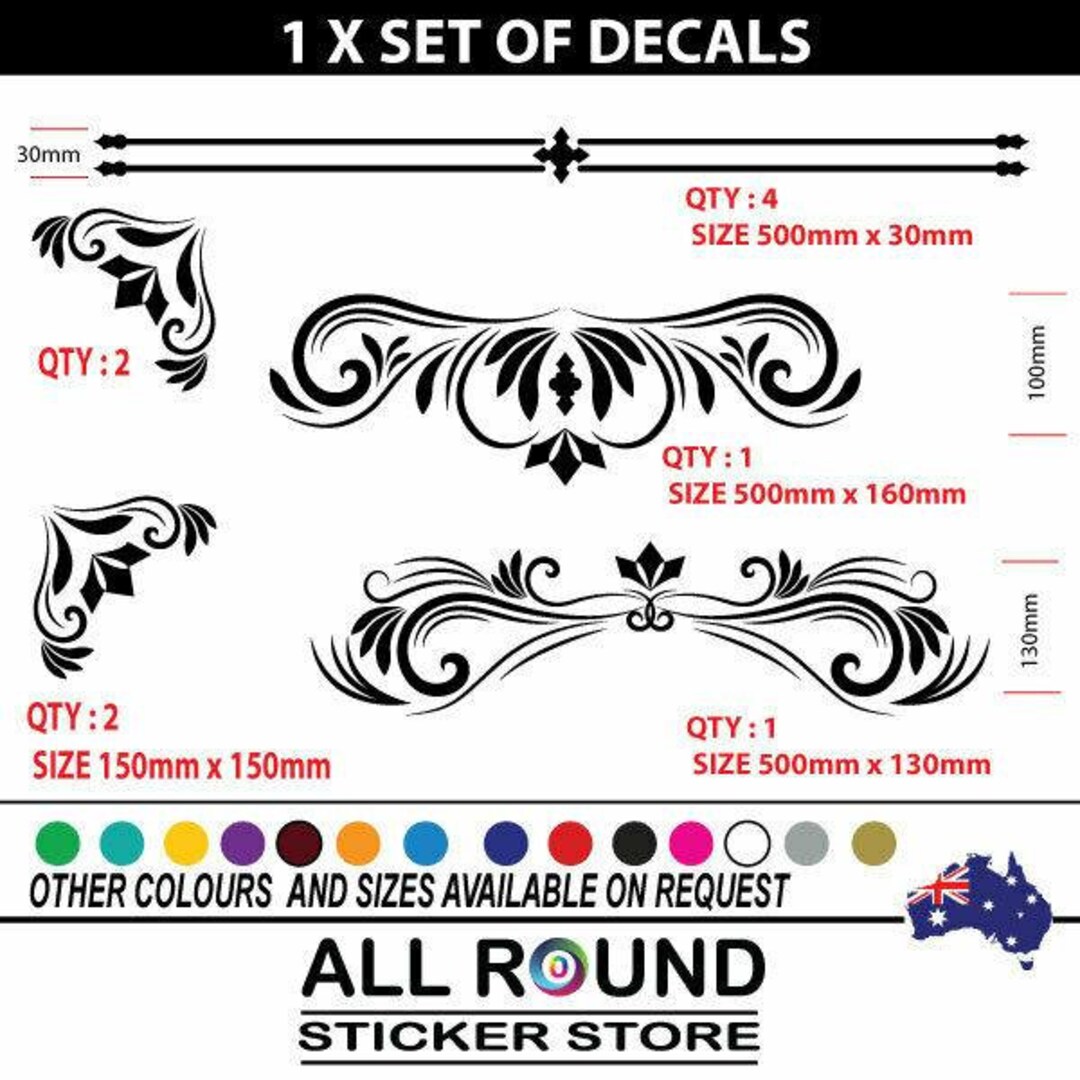 Pinstripe Scroll Sticker Set for Truck Vehicle Horse Float Camper - Etsy
