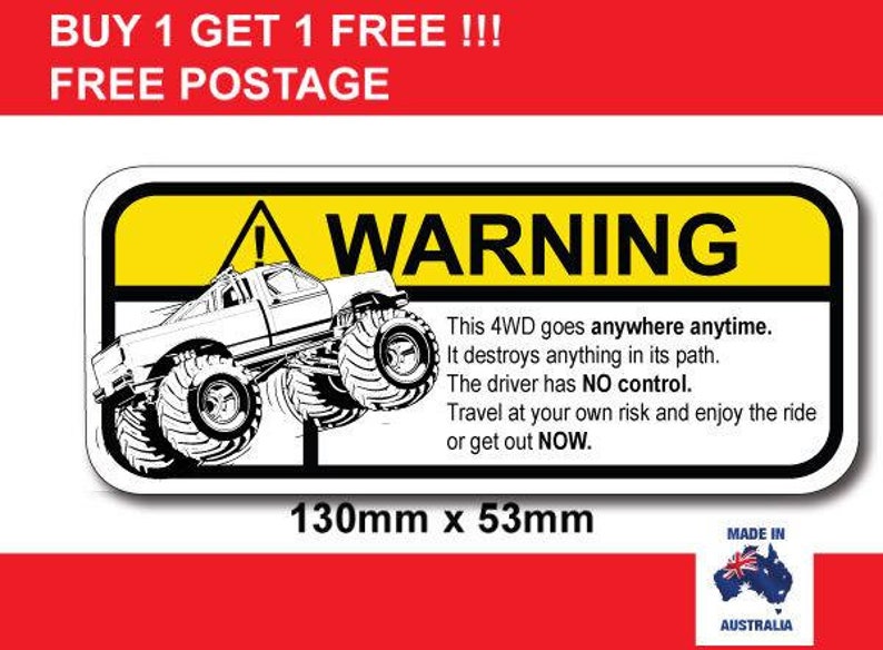 4WD Funny Safety Joke Warning Sticker Popular Car Sticker - Etsy