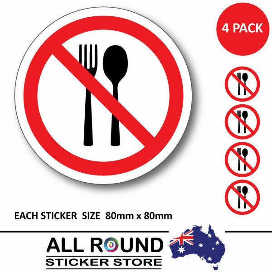 No Food Eating Warning Stickerdecal-safety Sticker - Etsy