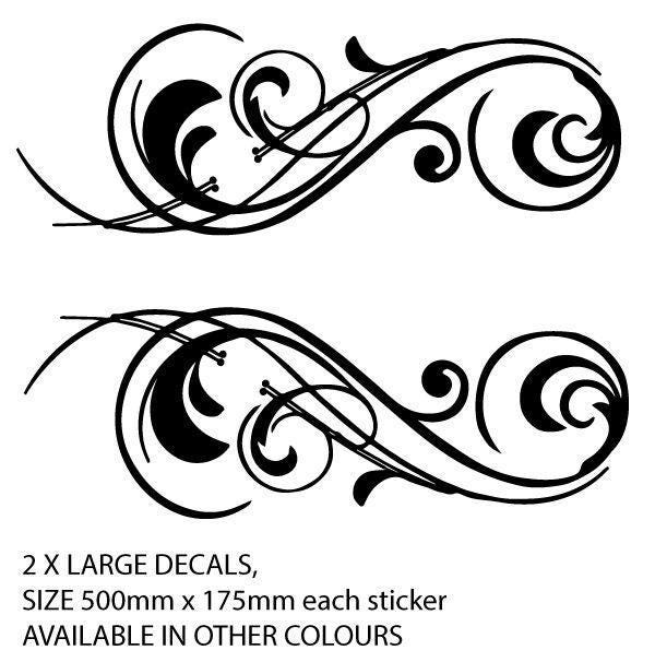 The 500mm Pinstripe Scroll Decorative Swirl Sticker Set Truck & Horse ...