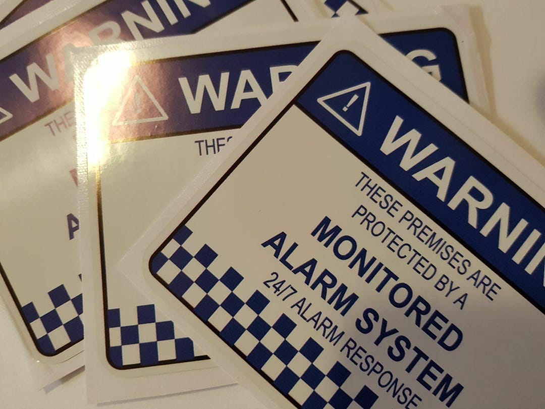 The 6 X Alarm System Monitored Warning Security Stickers Waterproof ...