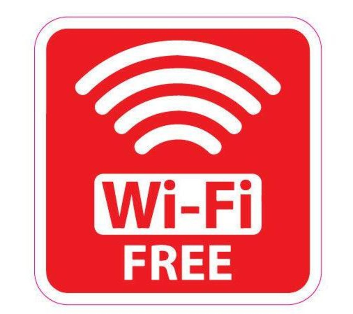Eye-catching Free WIFI Sticker for Shops - 100mm X 100mm, Red on White ...