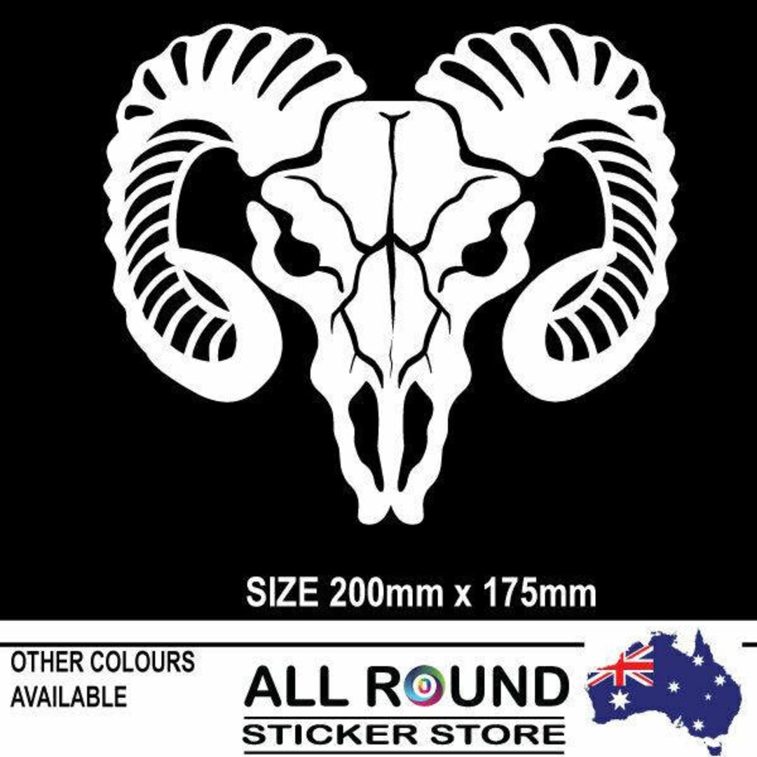 Skull Rams Head Car Sticker Decal Computer Cut in White Vinyl - Etsy