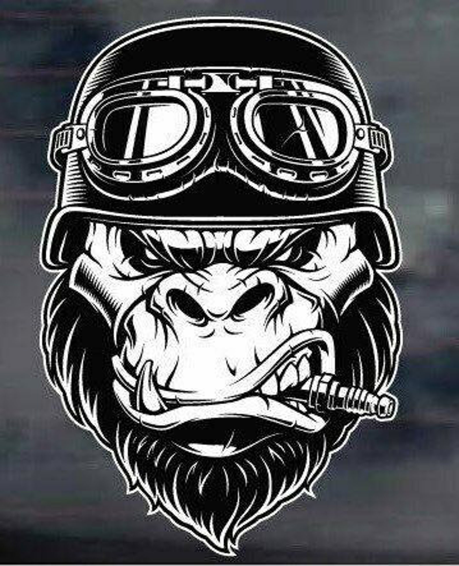 Gorilla -biker-helmet-motorcycle--sticker-decal-car-,-laptop,-bike ...