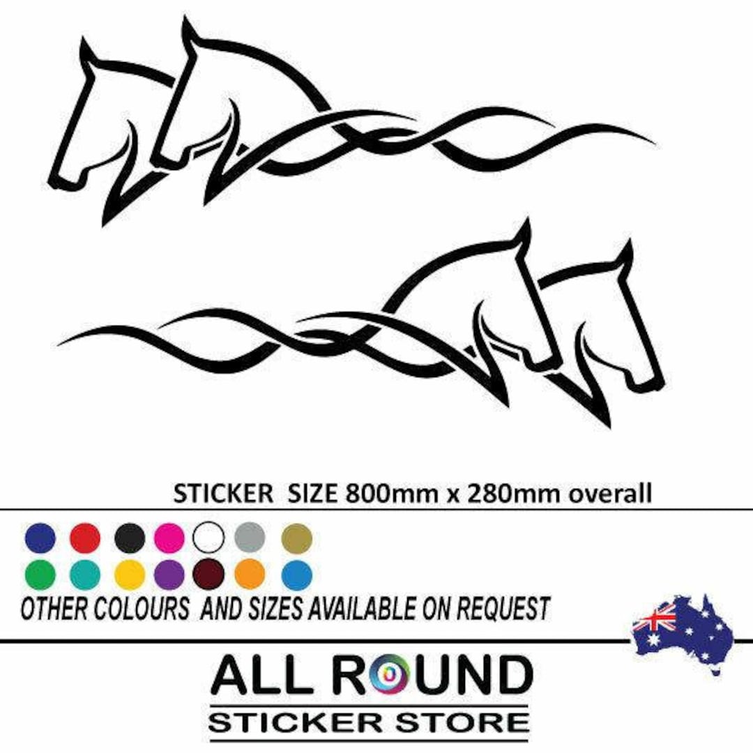 Horse-head-horse-trailer-horsefloat-decal-01 Stripe Decals 800mm - Etsy