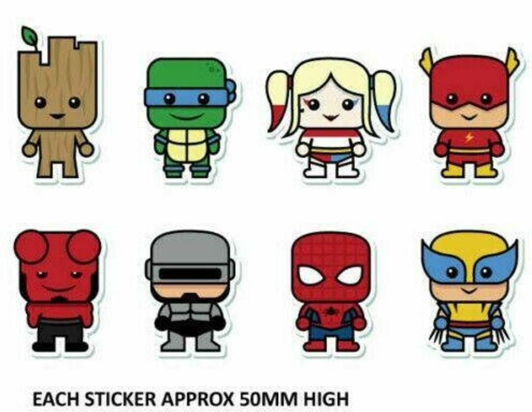 Super Hero Set of Car Sticker Decals for Car, Fridge, Laptop, Windows ...