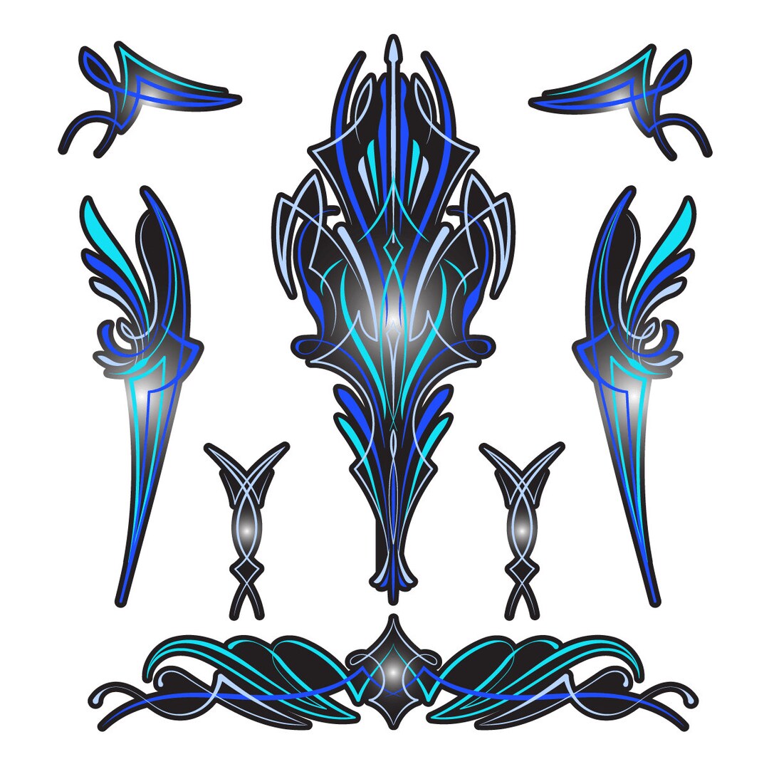 Pinstripe Scroll Stickers Truck and Horse Float Vinyl Lset of Blue ...