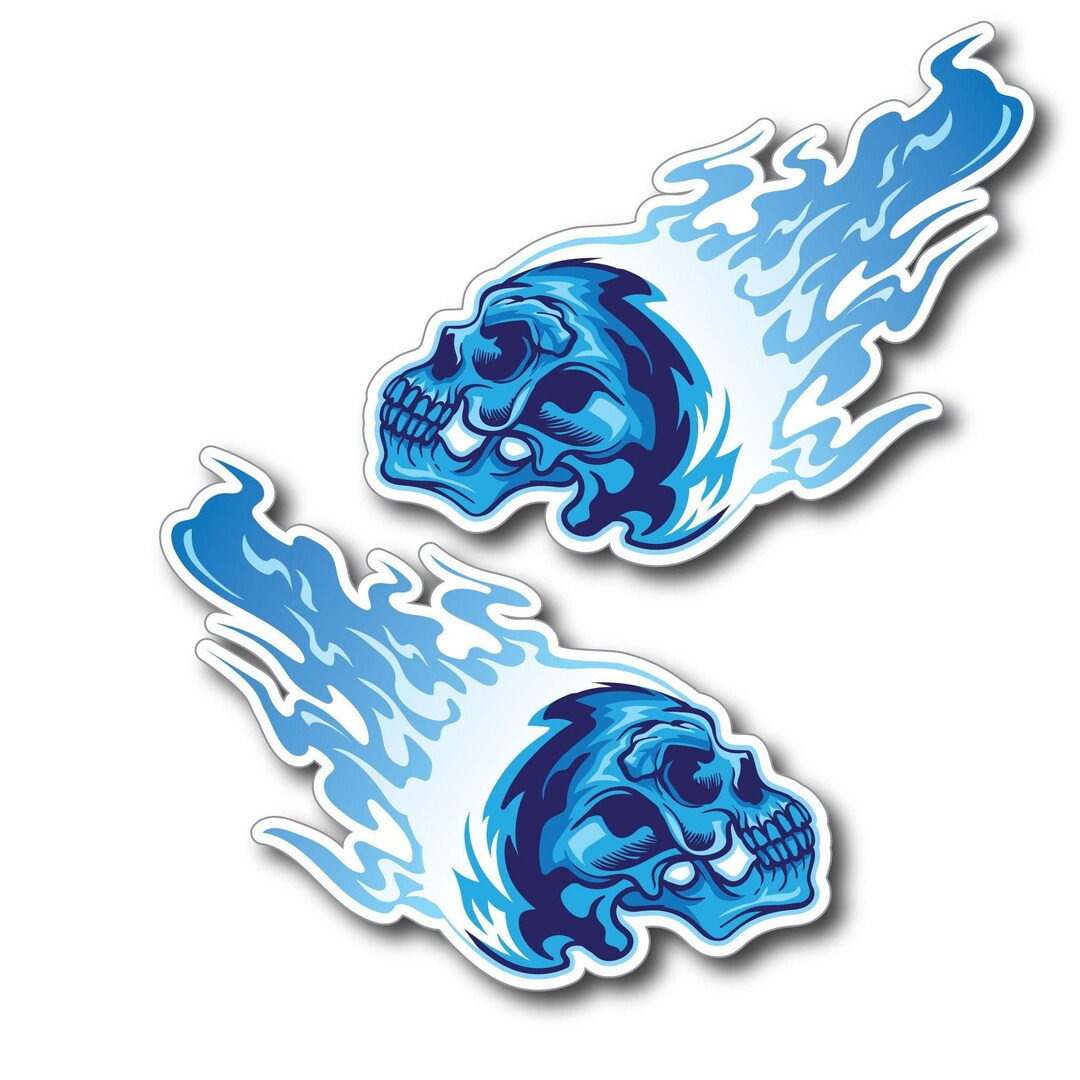 Blue Flame Skull Car Sticker Popular Laptop, Skateboard, Car Sticker ...