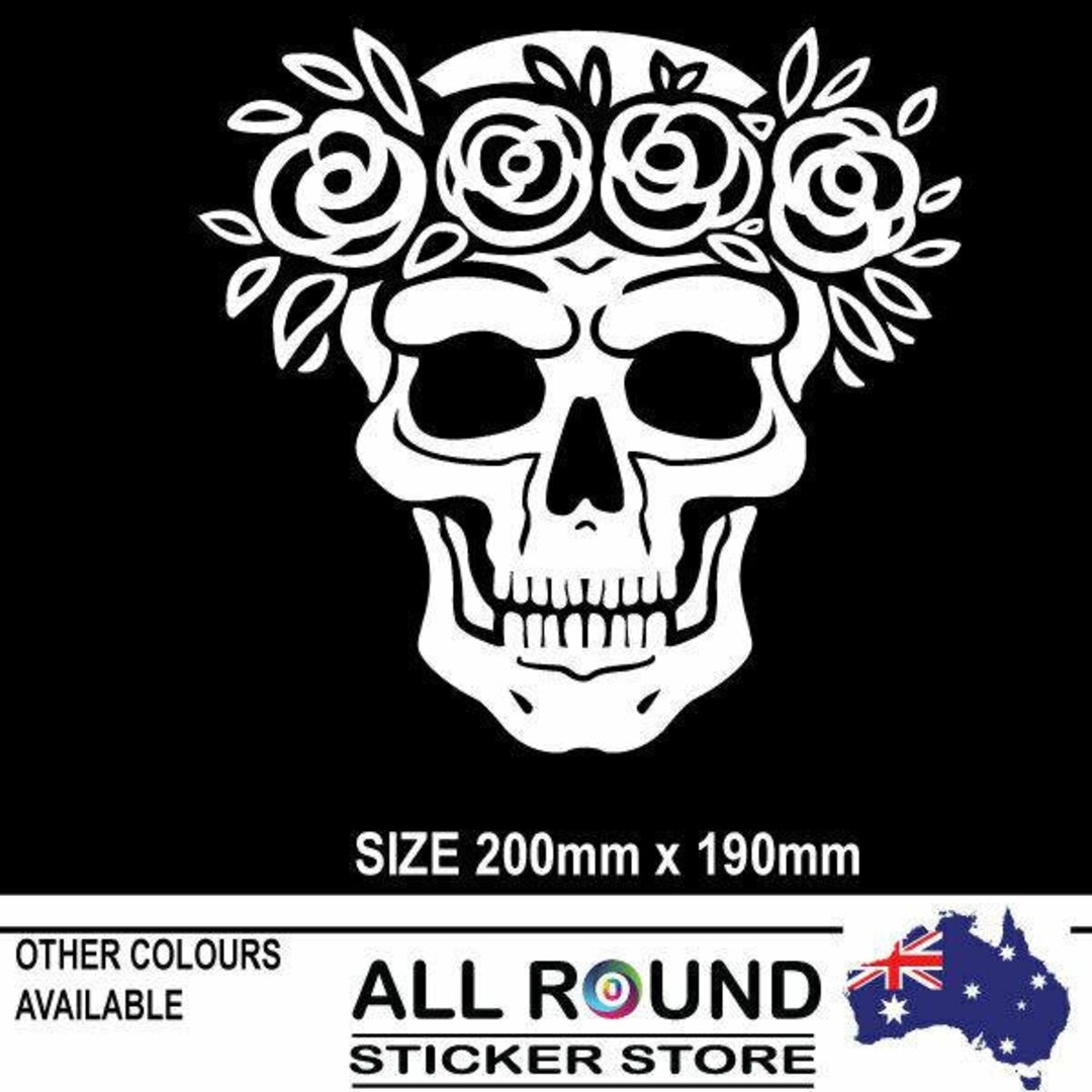 Skull With Flowers Car Sticker Decal , Computer Cut in White - Etsy