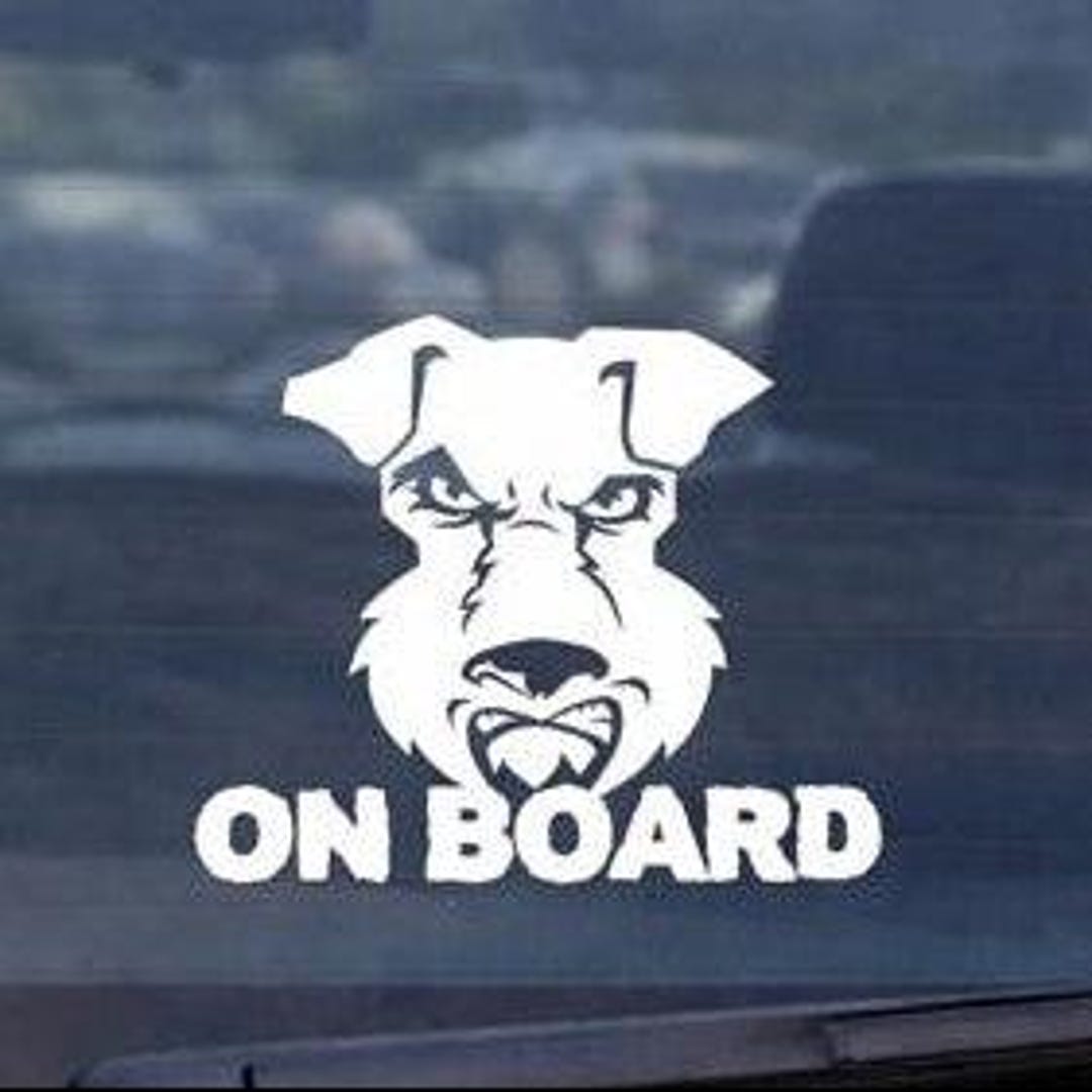 Dog on Board Warning Sticker, Fox Terrier Car Window Decal, Angry Dog ...