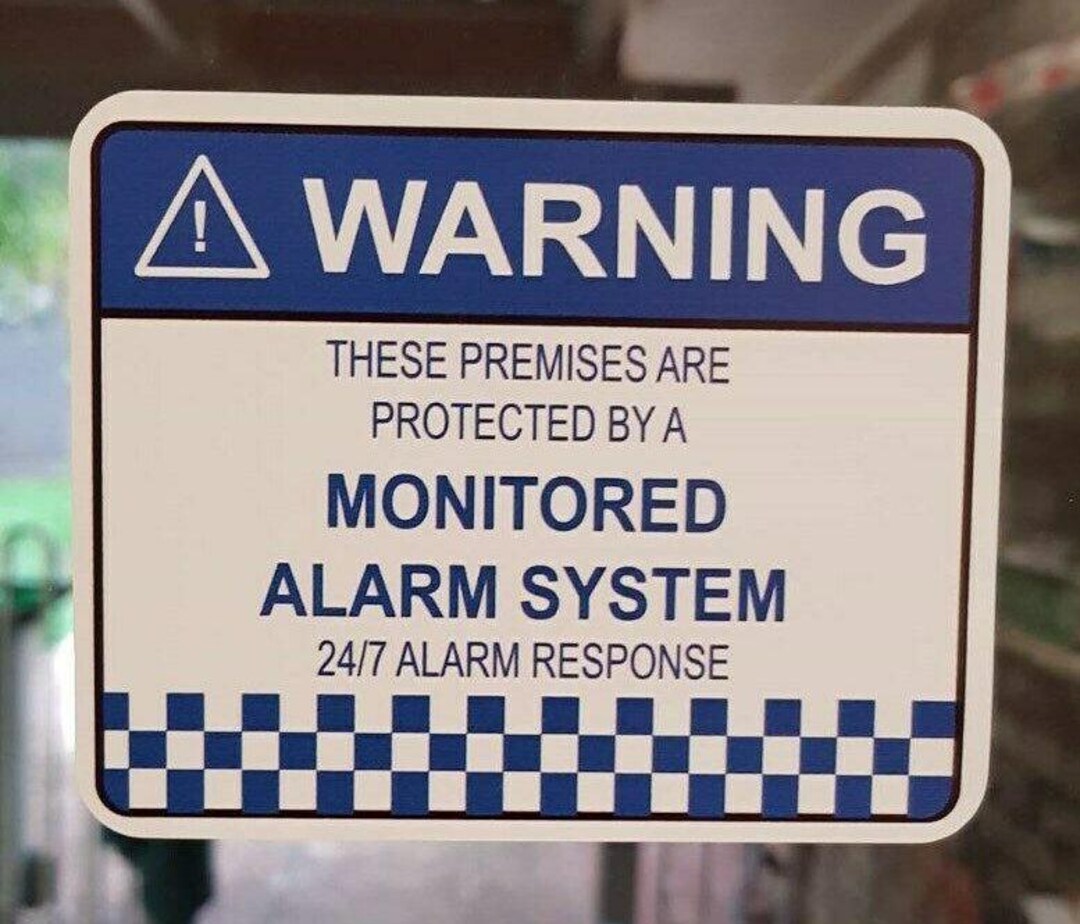 Monitored Alarm System Warning Decal, Security Sticker for Window Door ...