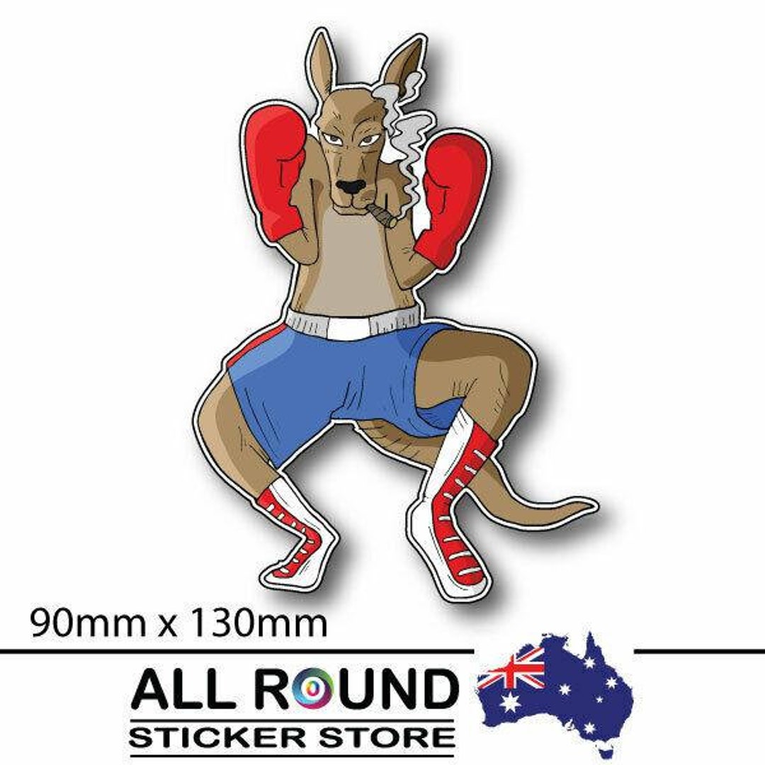 Funny Boxing Kangaroo Bumper Sticker for Car , Laptop, Fridge, Window ...