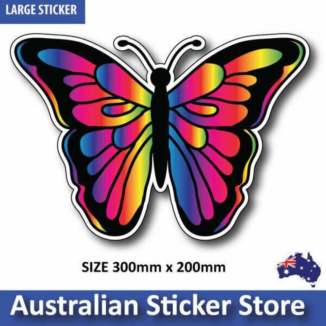 Large Rainbow Butterfly Sticker Decal for RV Motorhome,, Truck, Ute ...