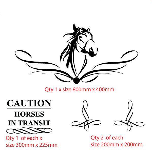 Vehicle Decal Horse Float Scroll Stickers, Caution Horse Sticker and ...