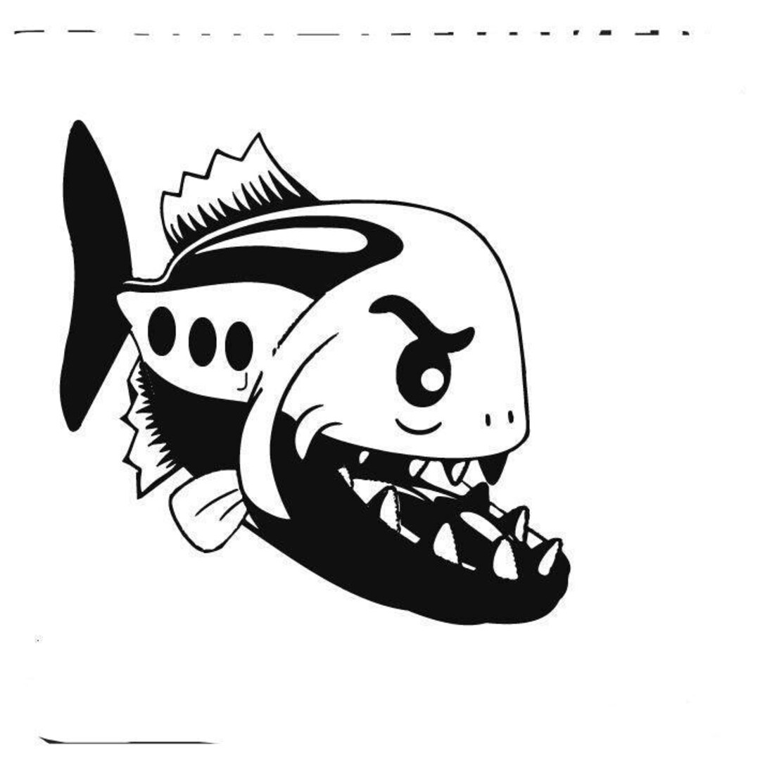 Large ANGRY FISH Decal, Boat Fishing Vinyl Sticker Ute 4x4 Caravan 001 ...