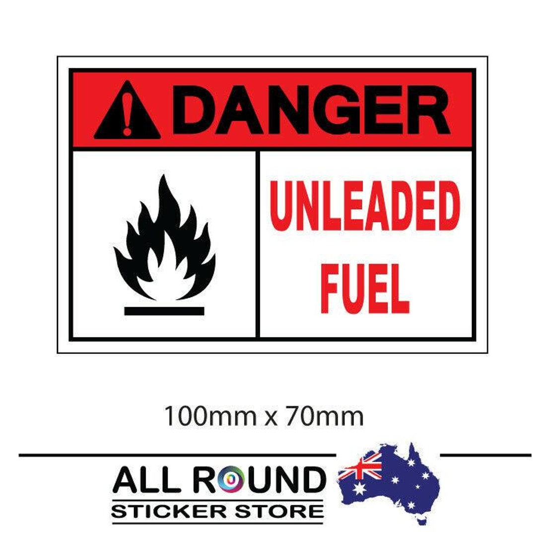 Danger-unleaded-fuel--warning-sticker-hazchem-safety-self-adhesive - Etsy