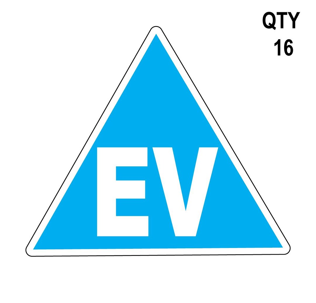 Qty 16 Ev-electric-vehicle-fuel--sticker-decal Blue 35mm Non Reflective ...