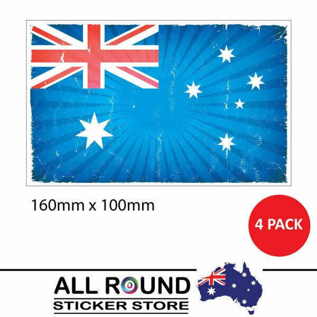 4 X Australian Flag Vintage Sticker Australian Decal - Etsy
