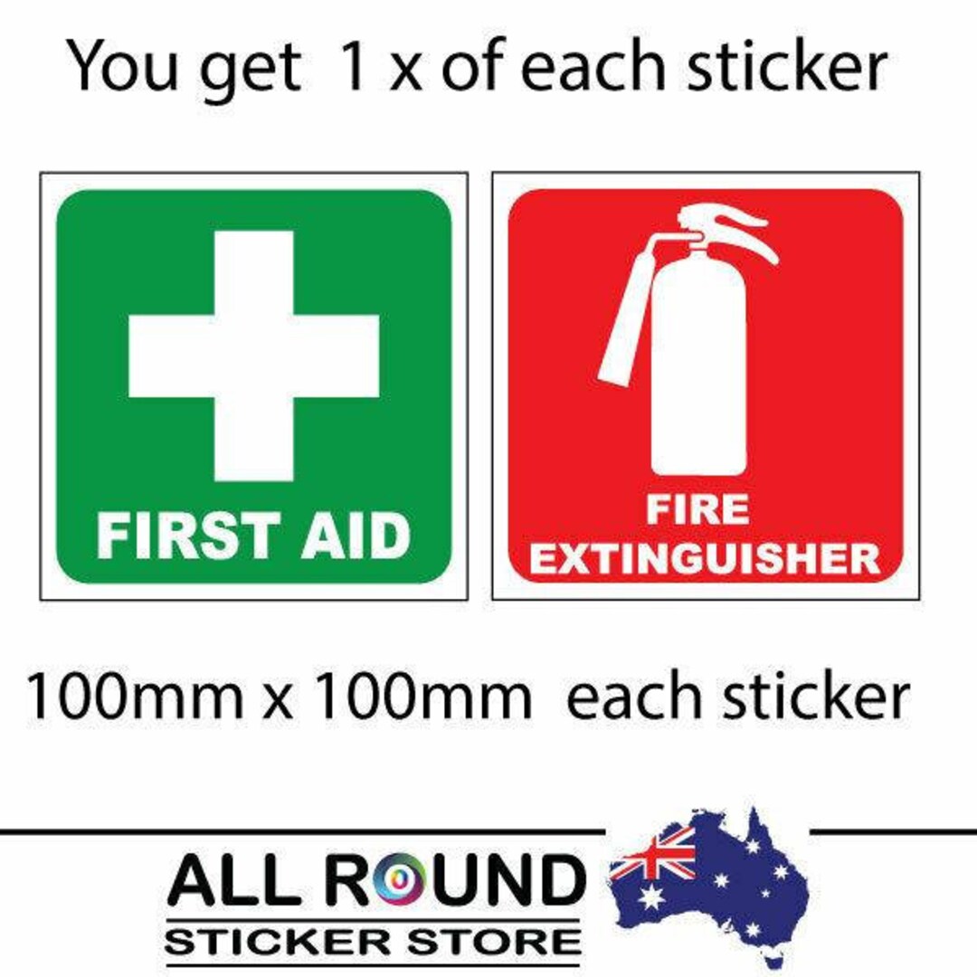 First Aid and Fire Extinguisher Sticker Set - Etsy