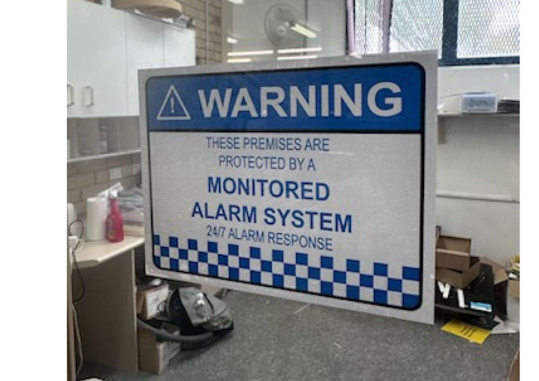 Reverse Printed Stick Inside 2 X Alarm System Monitored Warning ...