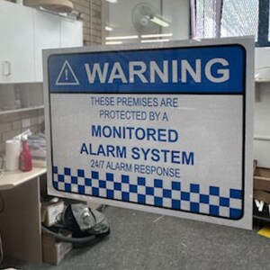 Reverse Printed Stick Inside 2 X Alarm System Monitored Warning ...