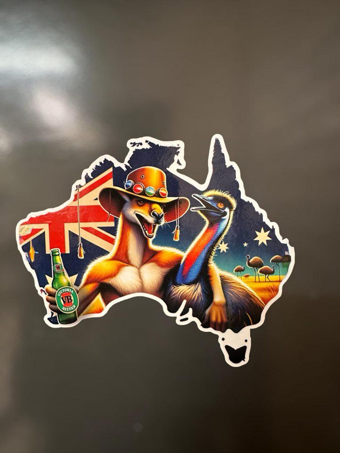 Australian Map Kangaroo Emu Beer Flag Vinyl Sticker - Custom Sizes ...