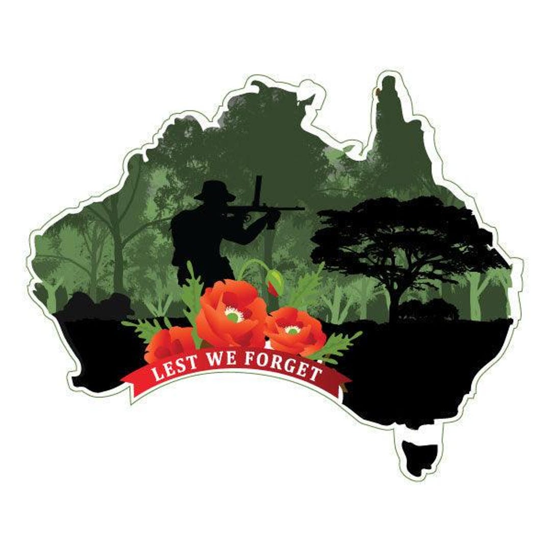 Lest We Forget Anzac Australian Map Sticker Decal - Etsy UK
