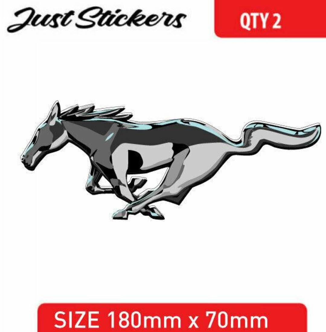 Mustang Horse Car Sticker: Vinyl Decal for Laptop, Window, Bike (2-pack ...