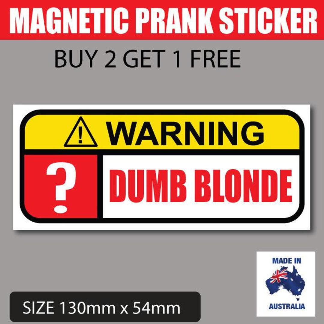 DUMB BLONDE Funny Prank Magnetic Bumper Sticker - Etsy