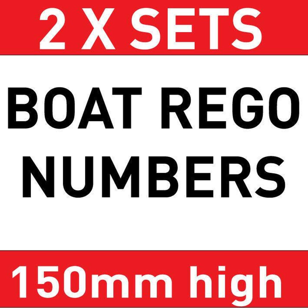 The 150mm Boat Rego Number Sticker Decals Vinyl Cut Lettering No ...