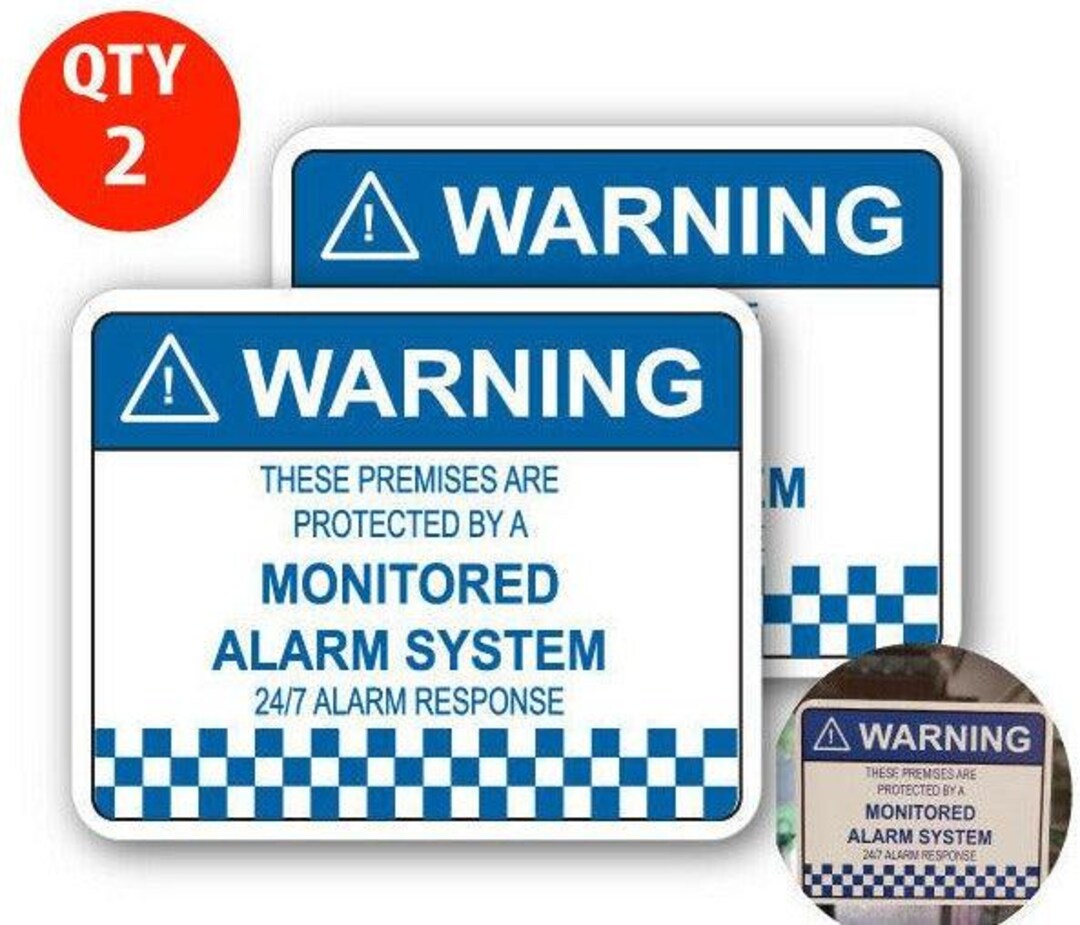 The 2 X Alarm System Monitored Warning Security Stickers Waterproof ...