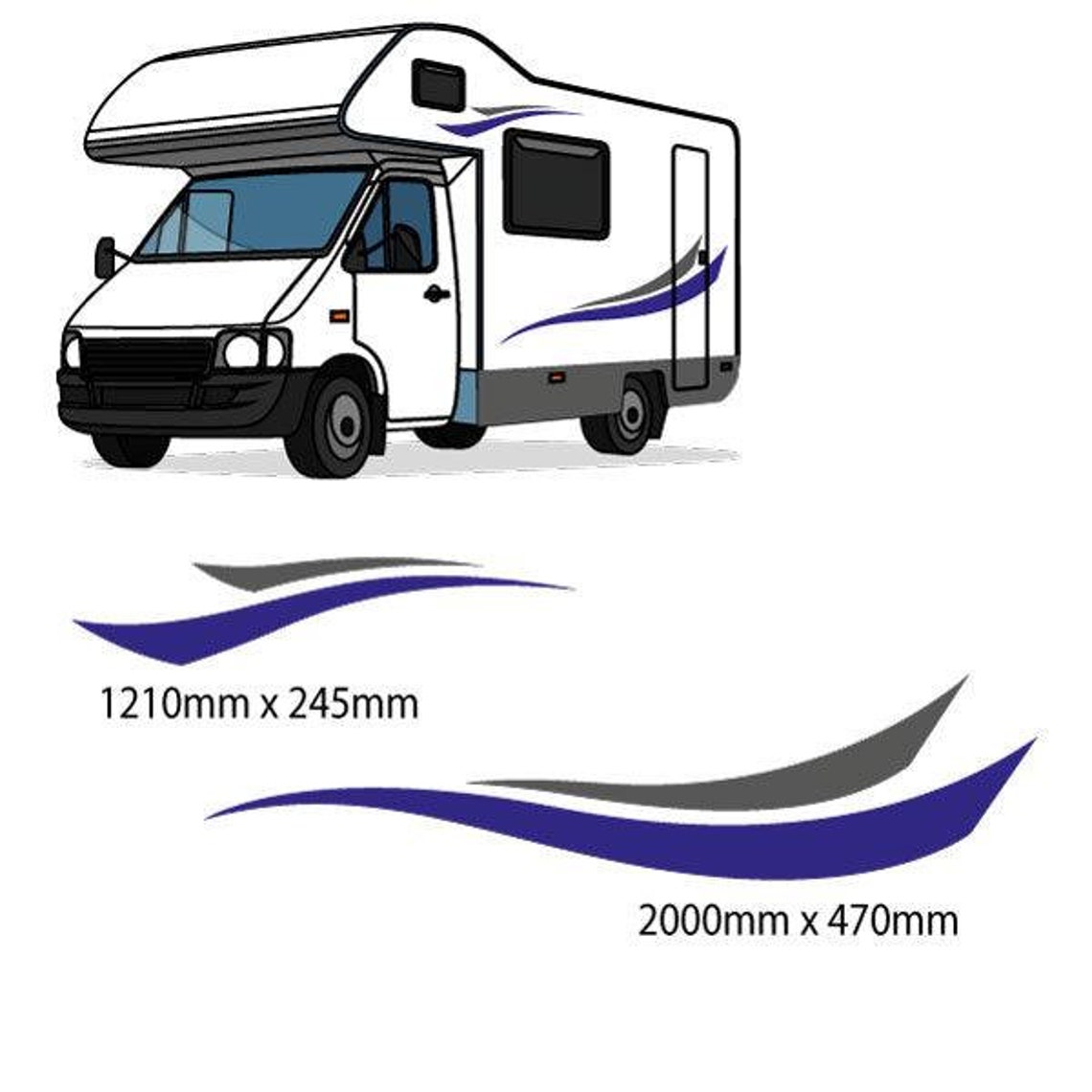 Motorhome Stripes Graphics Sticker Camper Van RV Caravan Side Body ...