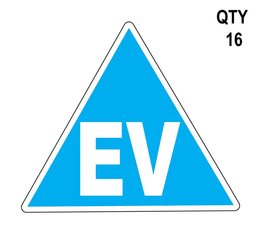 Qty 16 Ev-electric-vehicle-fuelsticker-decal Blue 35mm Non Reflective ...