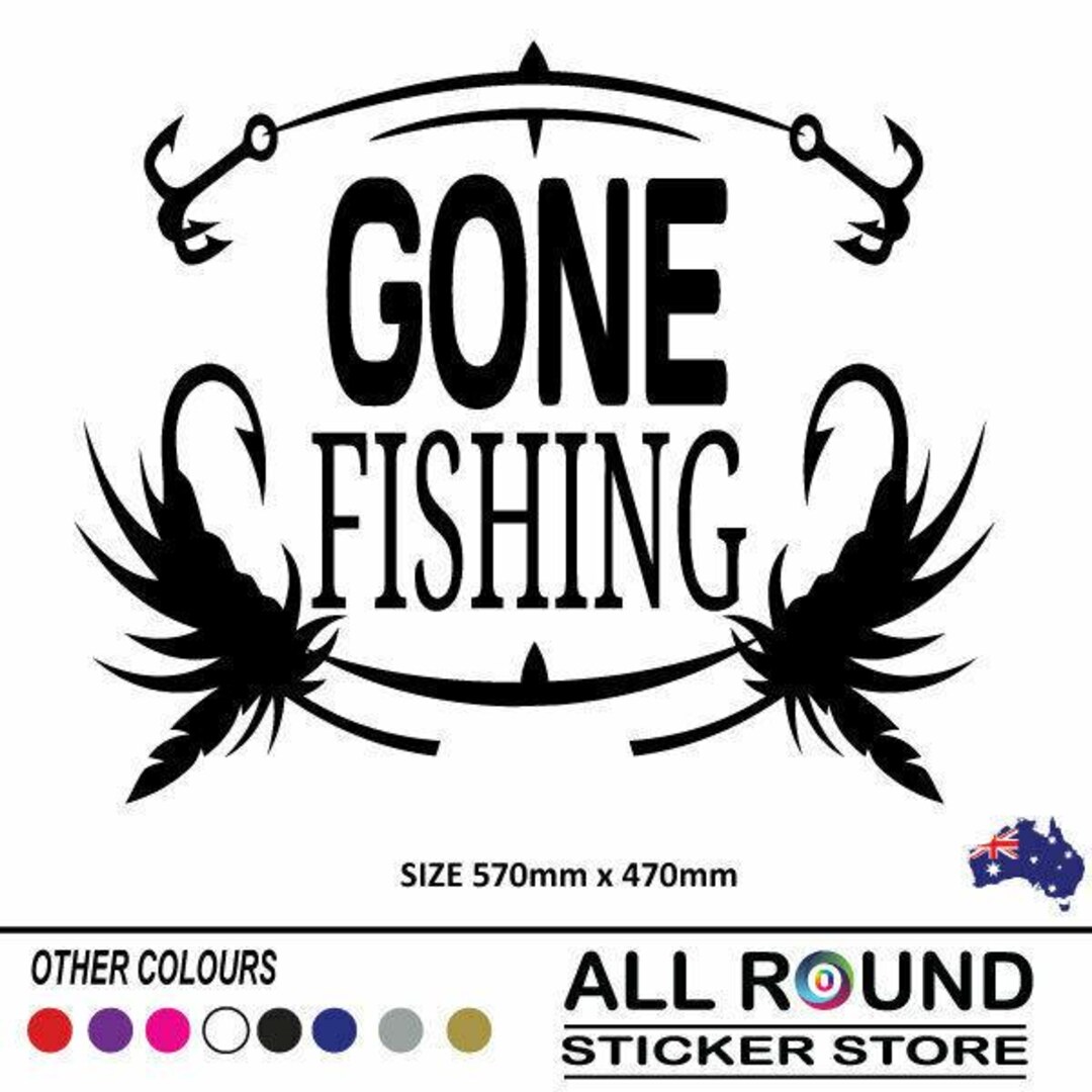 Gone-fishing--funny-fishing-car-sticker-popular-boating-motorhome Decal ...