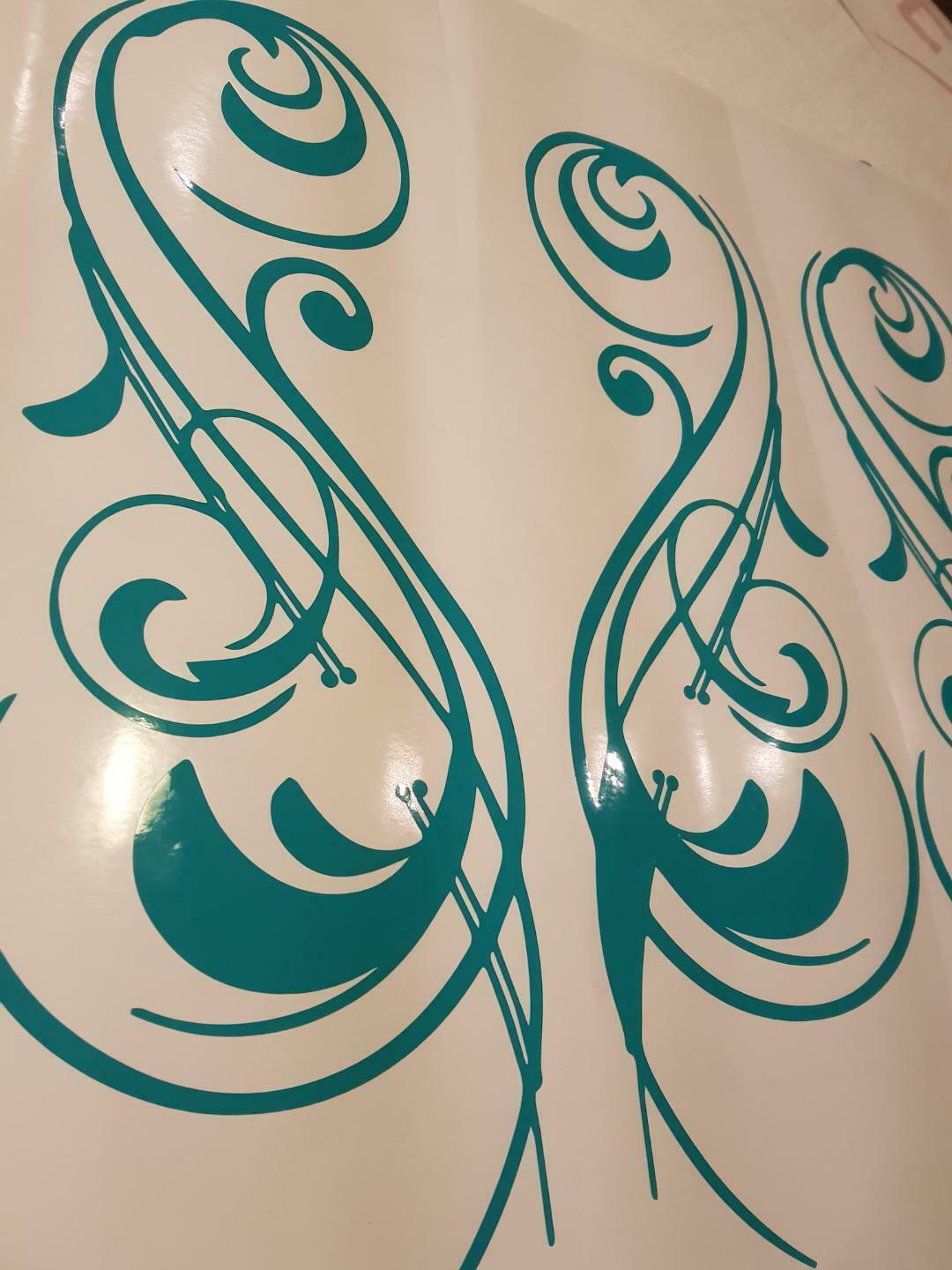 The 500mm Pinstripe Scroll Decorative Swirl Sticker Set Truck & Horse ...