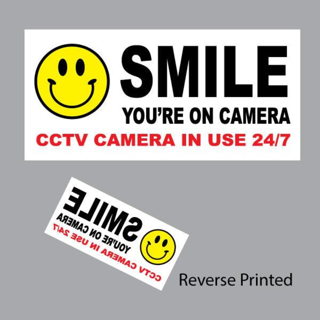 Smile You're on Camera Sticker Decal for Window, With Smiley Emoticon ...