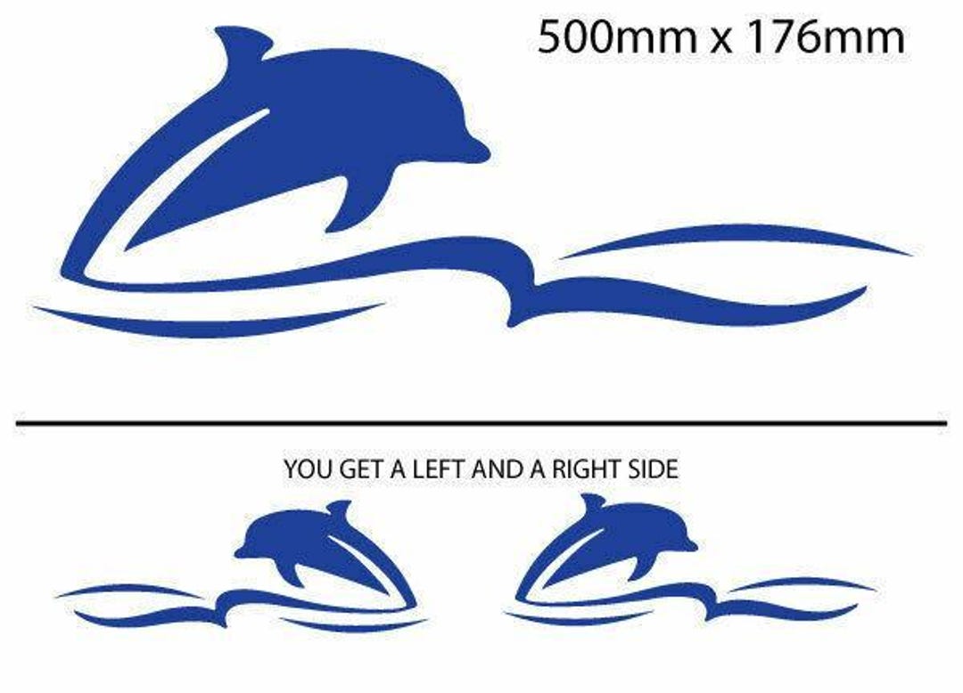 The 50cm Marine Dolphin Decals - 500mm Wide Stickers for Boats, Rvs ...
