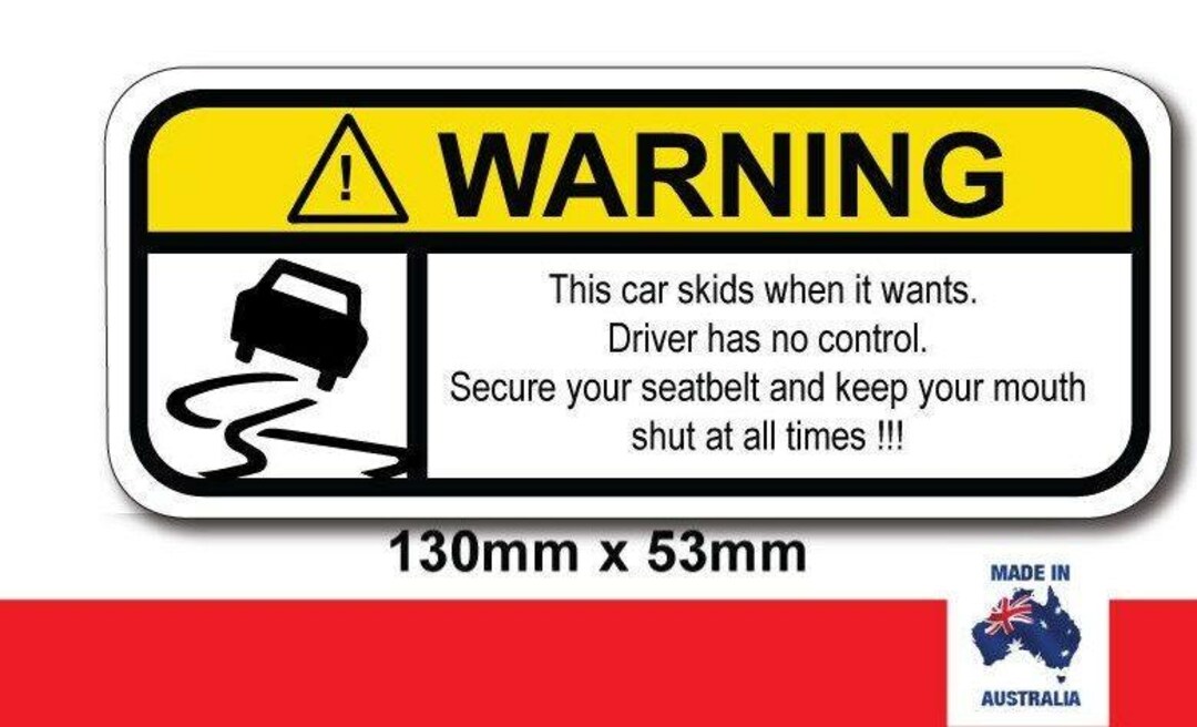Funny Car Skids Warning Sticker - Etsy