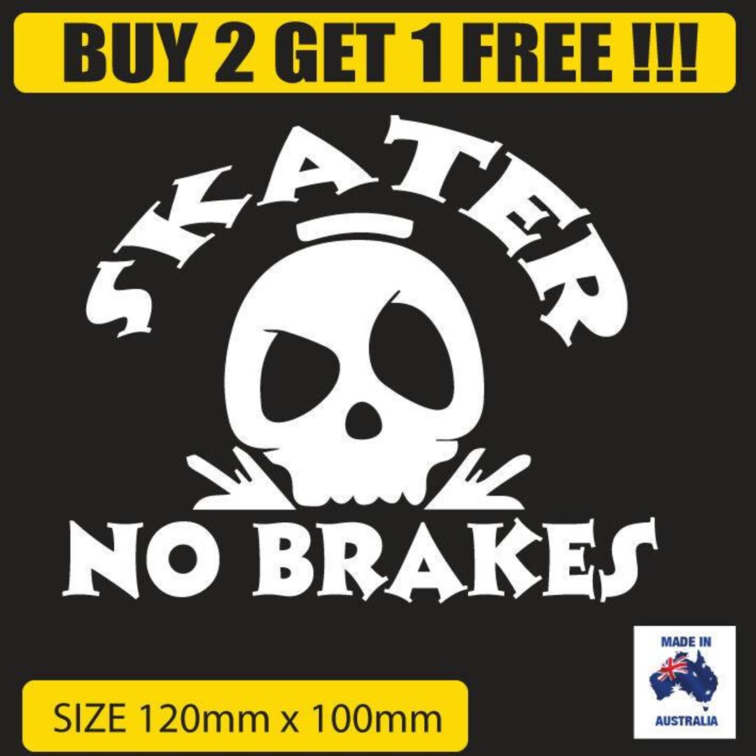 Skate No Brakes Sticker Decal Laptop Hemet Popular - Etsy