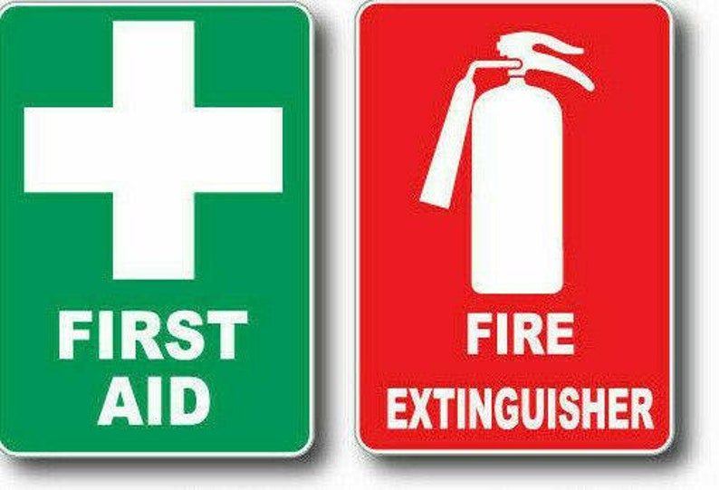 10 Pack Fire Extinguisher and First Aid Sticker Sign Decal Set Ohs Whs ...