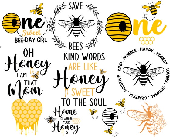 Digital Drawing & Illustration Bee Kind SVG Bundle 160 Honeybee Bundle ...