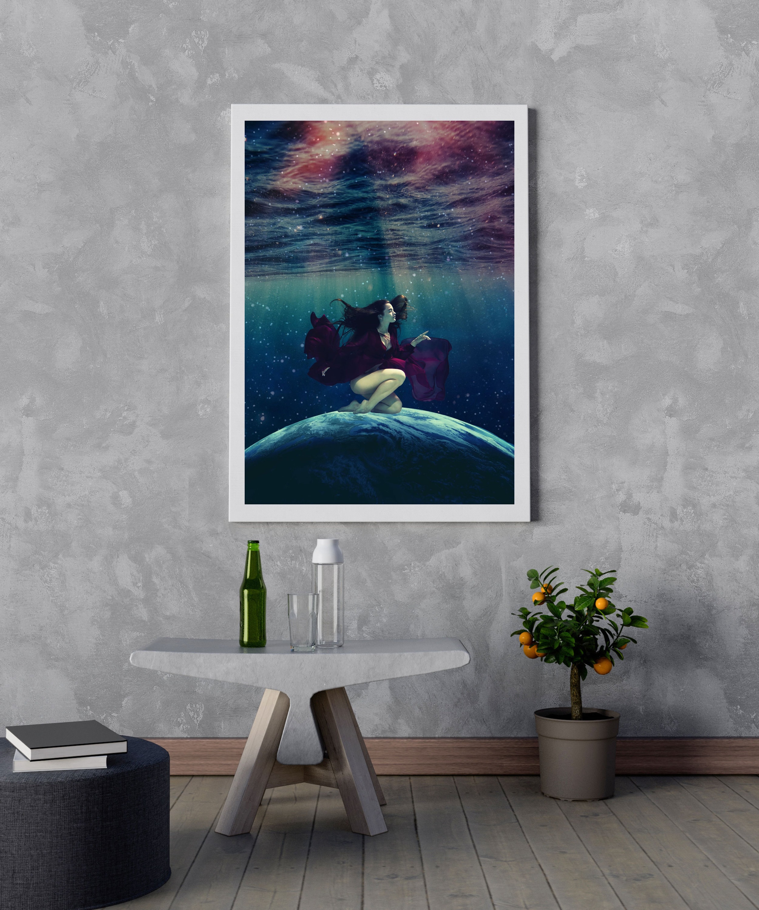 Underwater World Surreal Collage Poster Beautiful Woman - Etsy