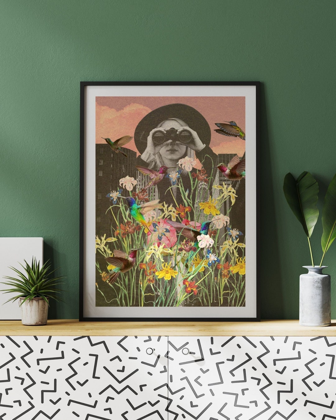 Hummingbird Surreal Digital Collage Print, Birdwatcher Instant Download ...