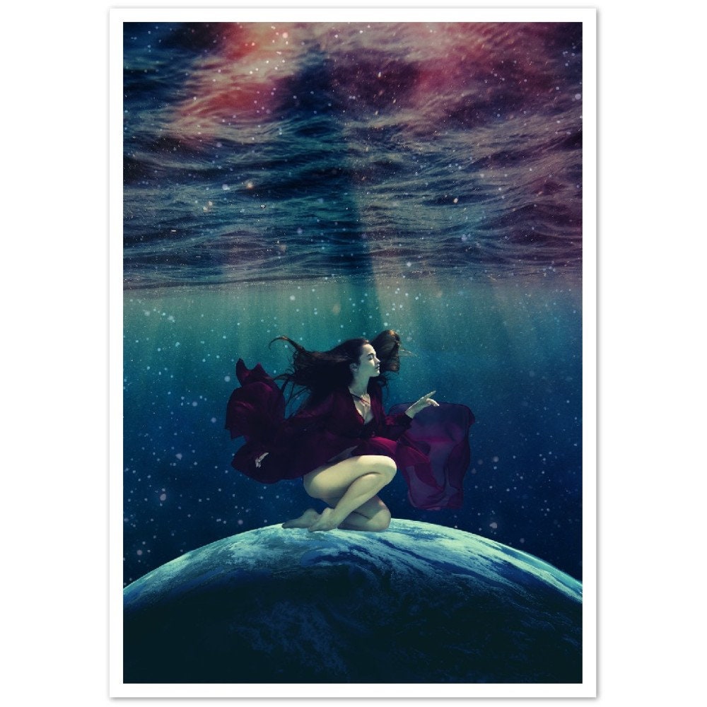 Underwater World Surreal Collage Poster Beautiful Woman - Etsy
